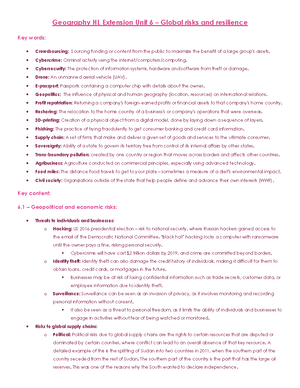 Geography HL Extension Unit 4 Review - Geography HL Extension Unit 4 ...