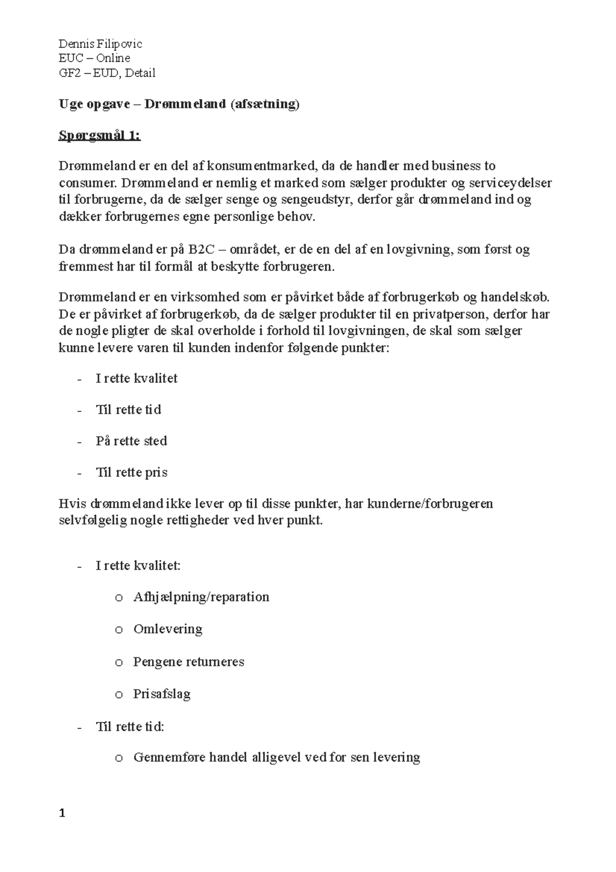 Uge opgave drømmeland - EUC – Online GF2 – EUD, Detail Uge opgave ...