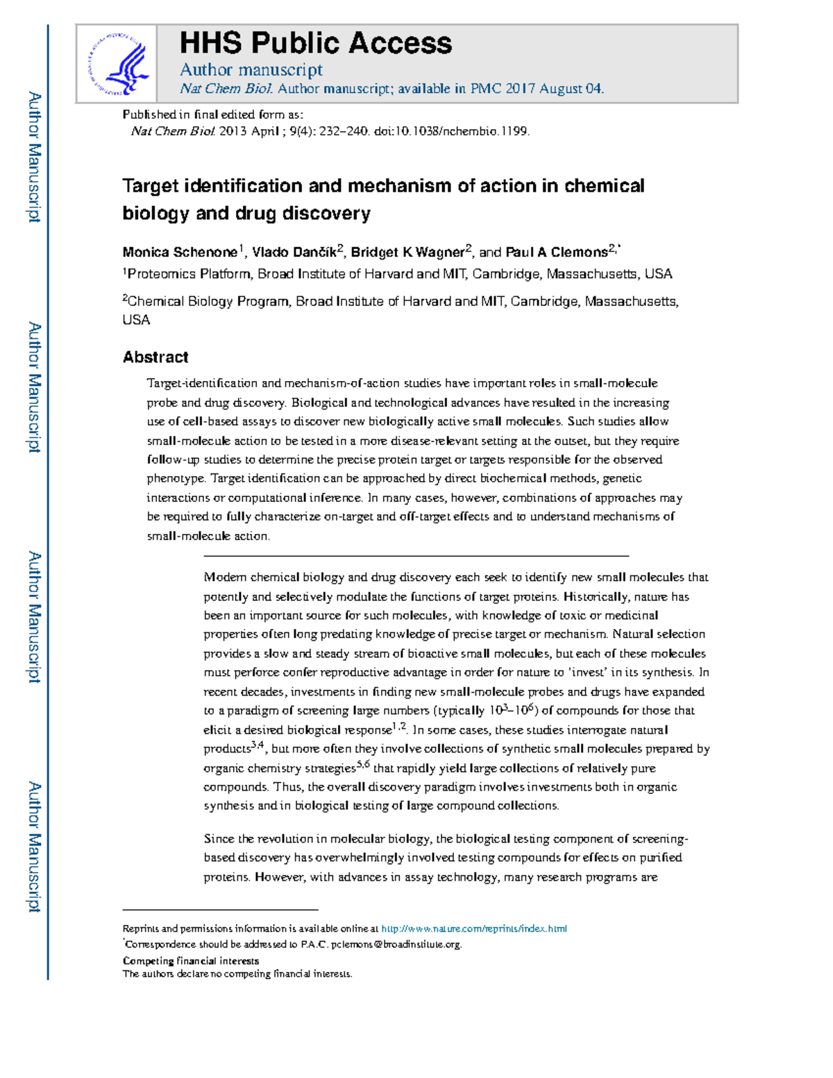 Target identification and mechanism of a - Biological and technological ...