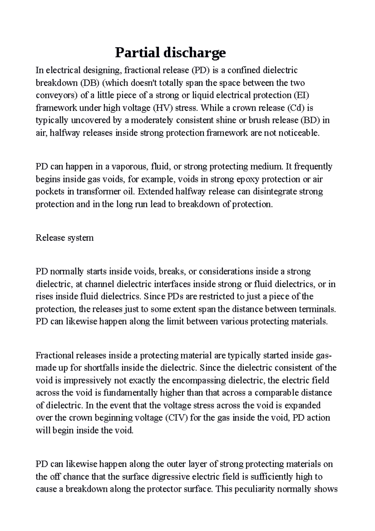 Partial discharge - Ifsh - Partial discharge In electrical designing ...
