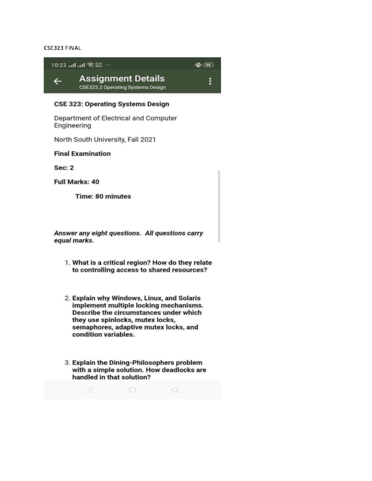 Question Set of CSE425 - Concepts of Programming Language - CSE323 FINAL - Studocu