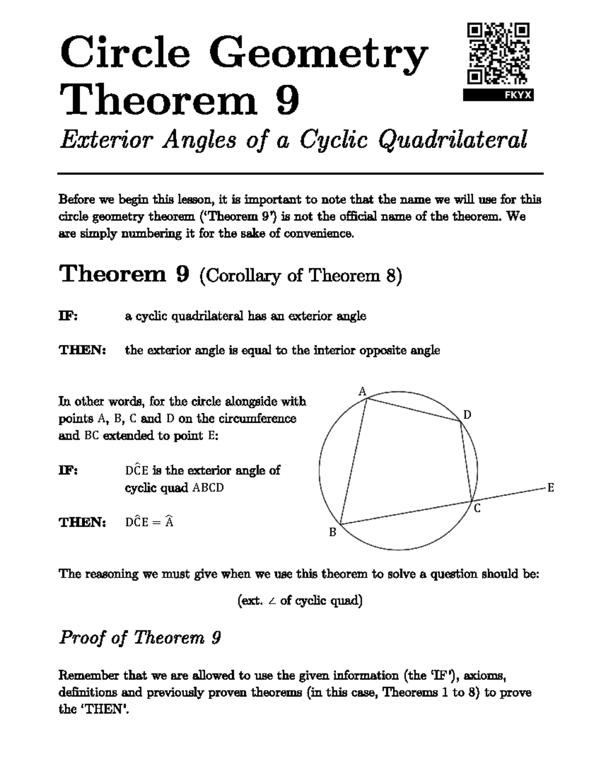Circle Geometry Theorem 9 - MAT02A2 - A D B C E A B C D BC E DC ෠ E ...