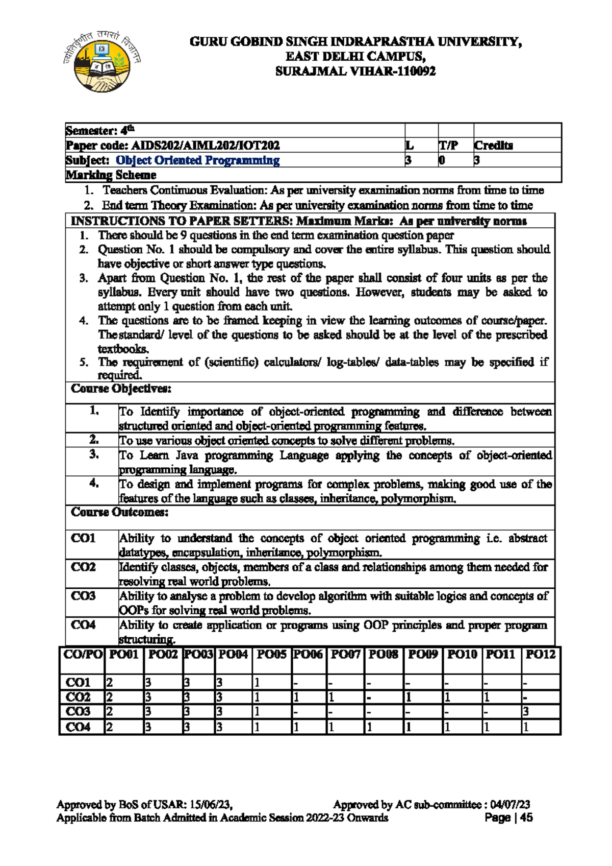 OOPS syllabus - Java programming - Studocu