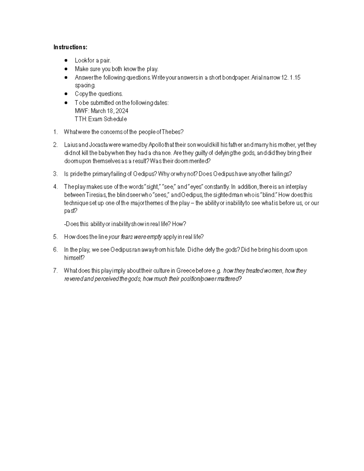 Lesson 6 Activity Instructions - Instructions: - Look for a pair ...