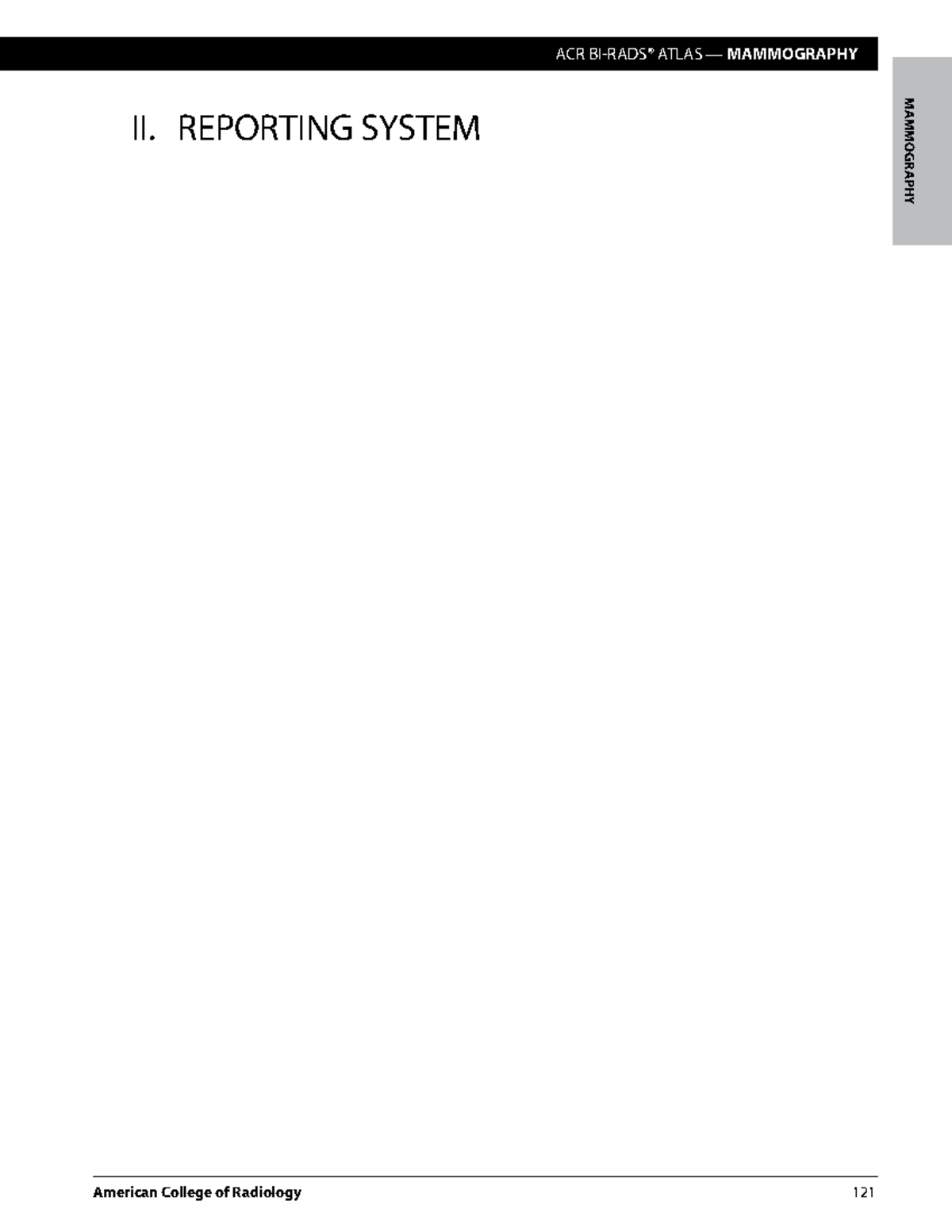 Mammography Reporting - ACR BI-RADS® ATLAS — MAMMOGRAPHY MAMMOGRAPHY II ...