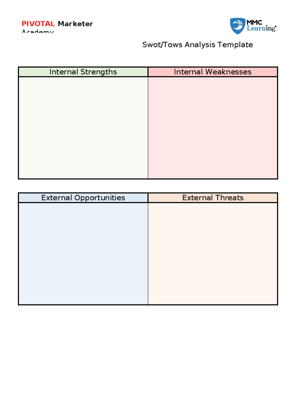 SWOT TOWS analysis template - Macroeconomics - Swot/Tows Analysis ...