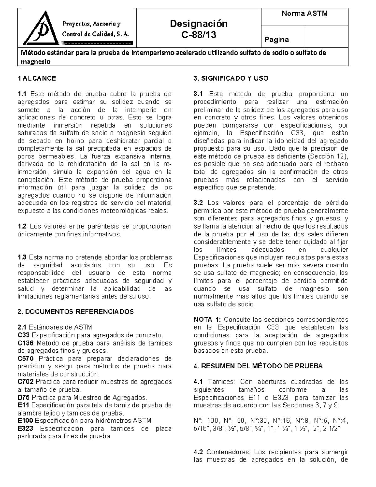 ASTM C88 Intemperismo Acelerado - Designación C-88/ Norma ASTM Pagina ...