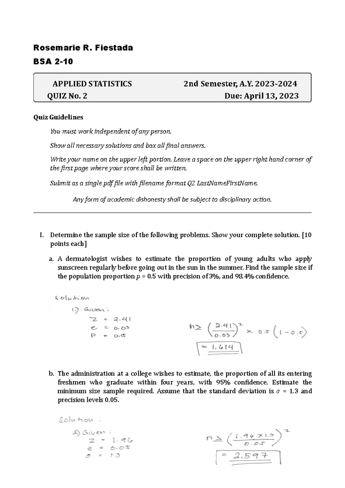 Q2 Fiestada, Rosemarie - Rosemarie R. Fiestada BSA 2- 10 APPLIED ...