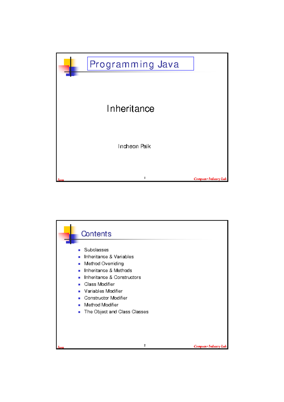 Chap06 - Object Oriented Programming JAVA - 11 ####### JJavaava Computer Industry Lab Industry ...