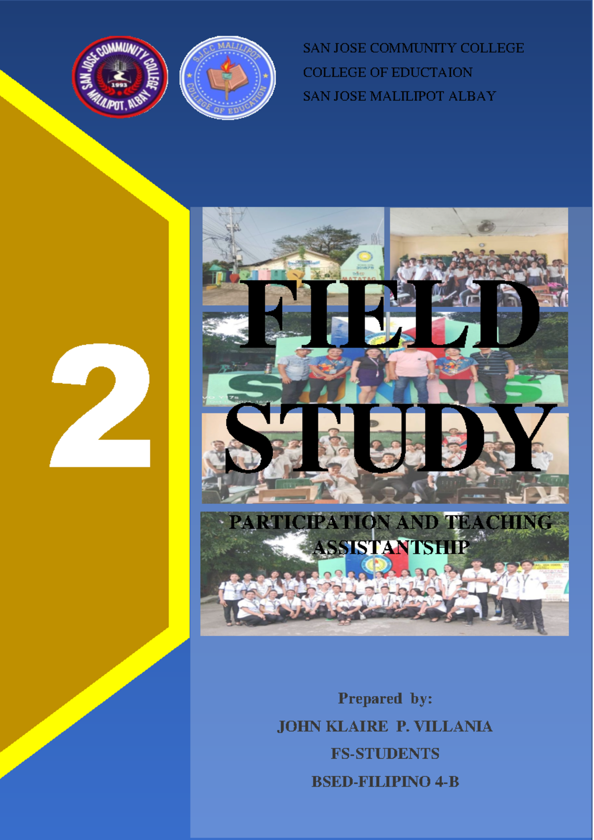 PDF Klaire DONE - fs cover - BSED Filipino - 2 SAN JOSE COMMUNITY COLLEGE COLLEGE OF EDUCTAION ...