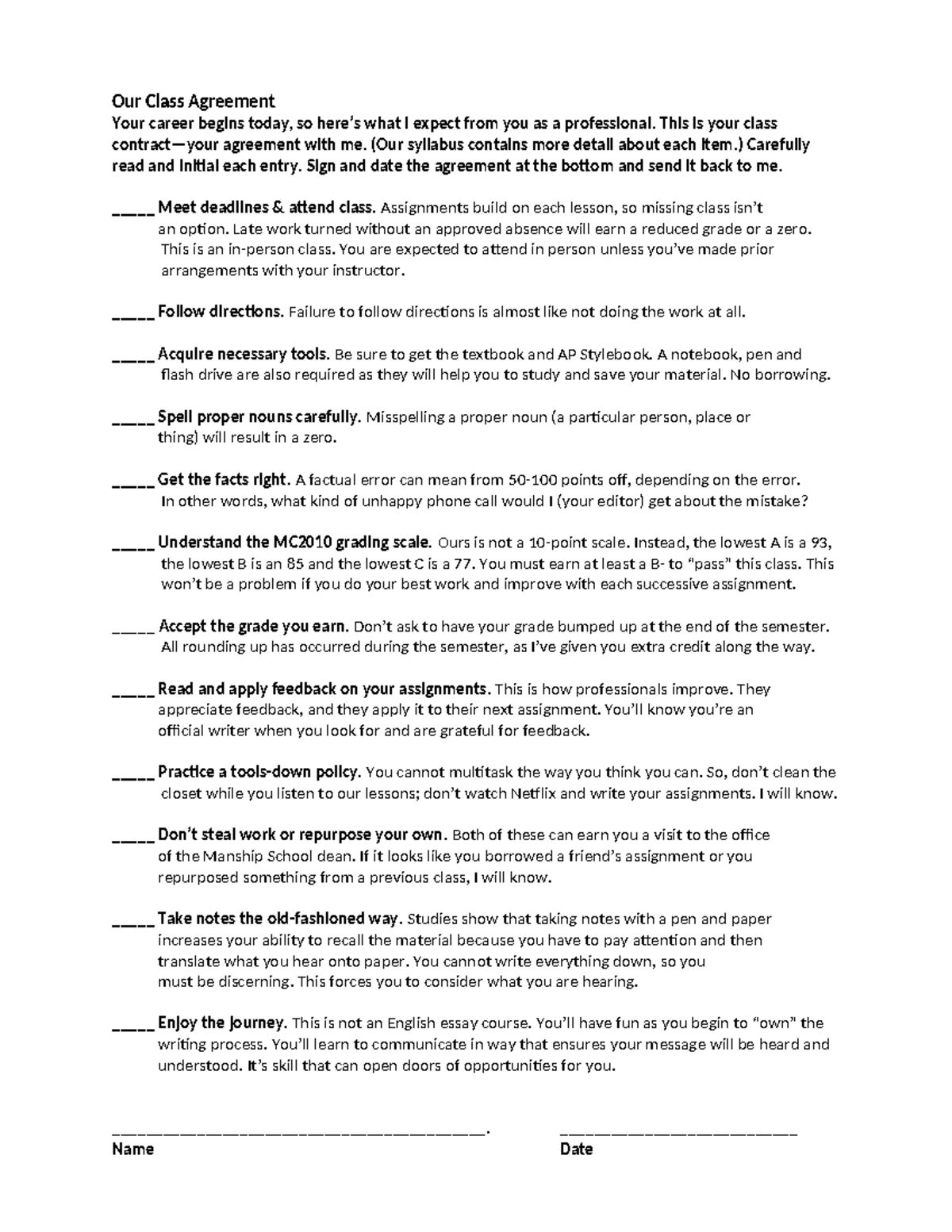 MC2010 Class Agreement - Our Class Agreement Your career begins today ...