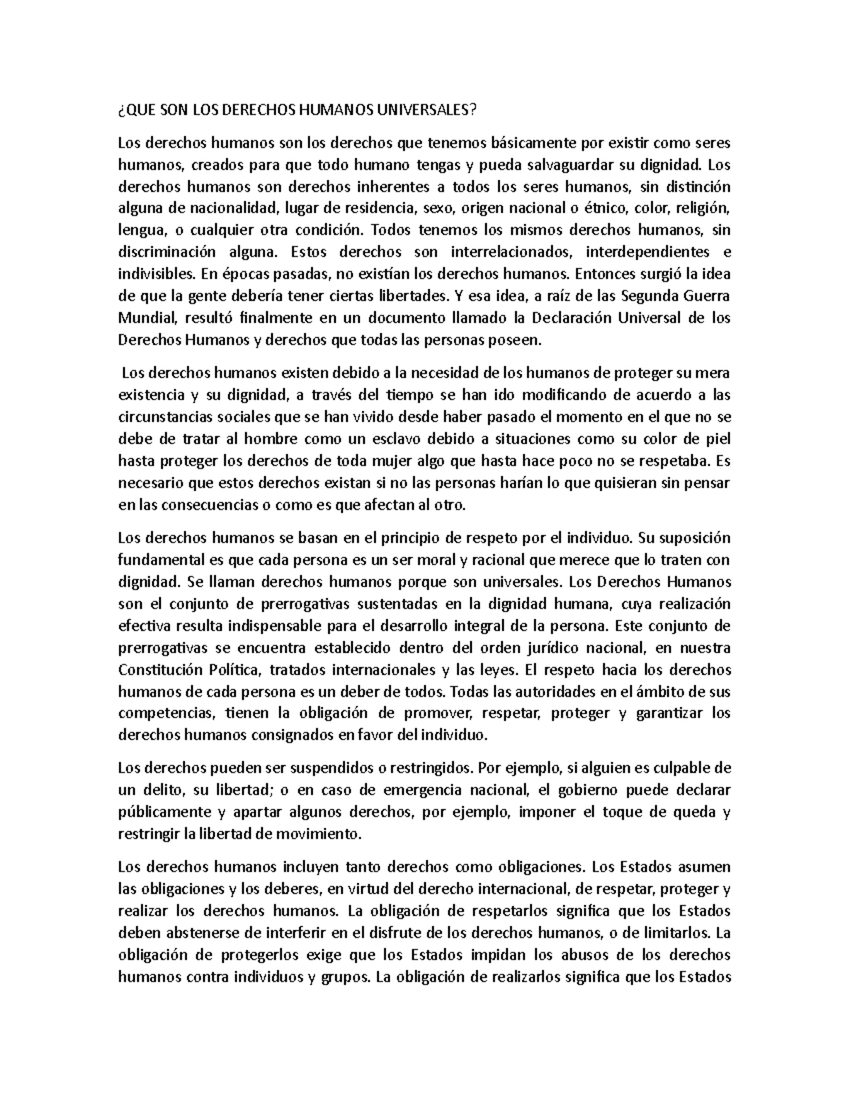 QUE SON LOS Derechos Humanos Universales - ¿QUE SON LOS DERECHOS ...