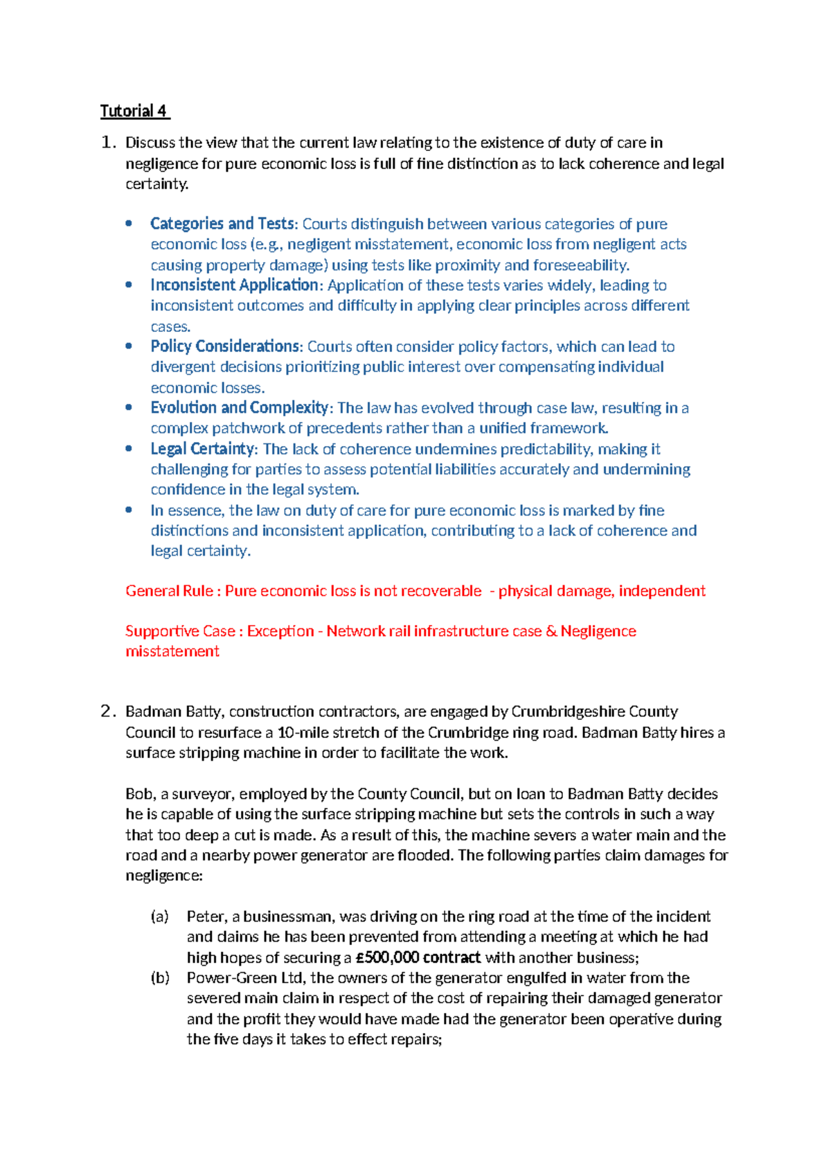 Tutorial 4 - Tutorial 4 Discuss the view that the current law relating ...