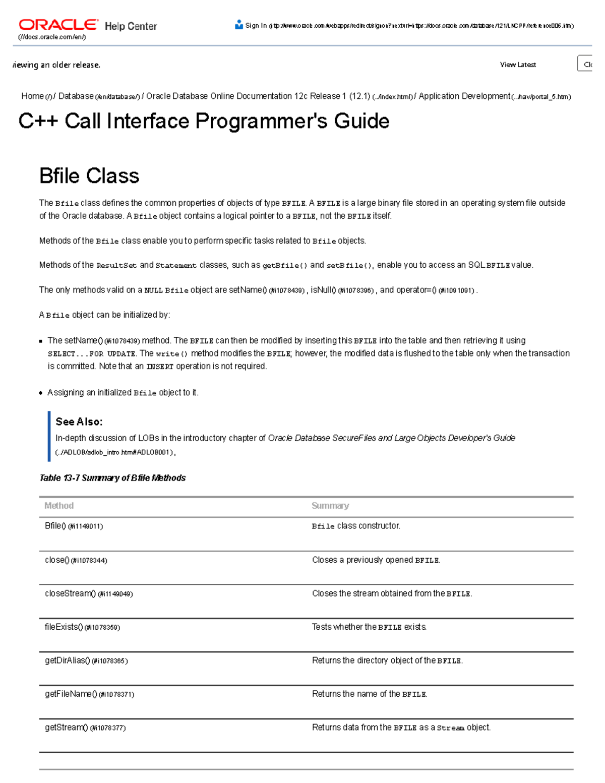 Bfile Class Dbs211 Oracle Tutorials And Notes Home Database Endatabase Oracle