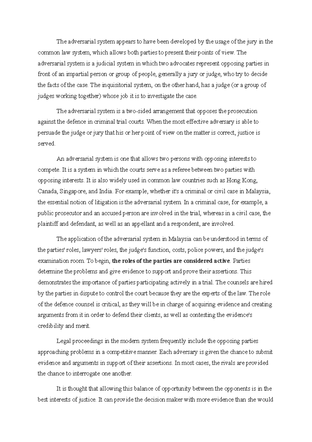 Adversarial System (Chap 6) - The adversarial system appears to have ...