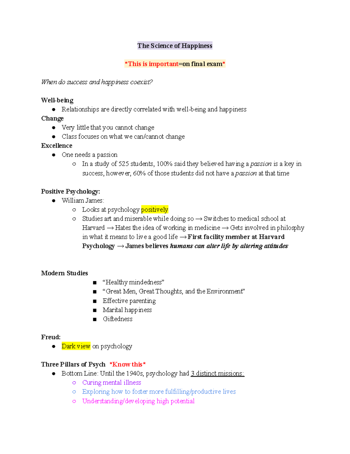 The Science of Happiness Lecture Notes - The Science of Happiness This ...