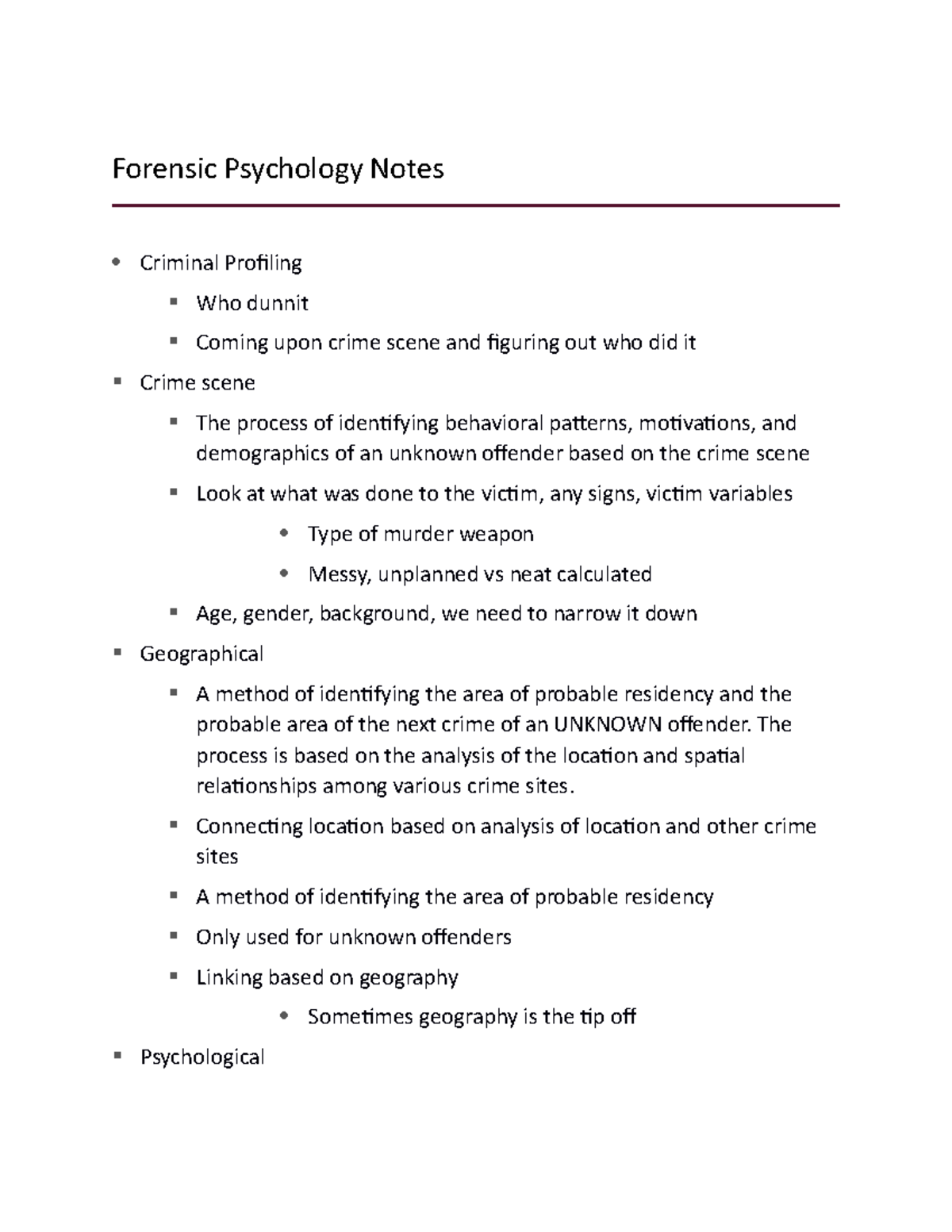 2 Forensic Psychology Notes - Forensic Psychology Notes Criminal ...