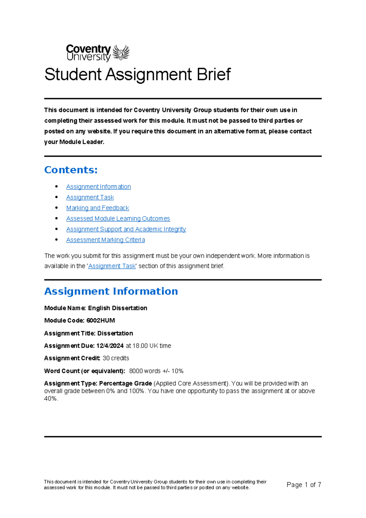 6002 CW2 202324 assignment brief - Student Assignment Brief This ...