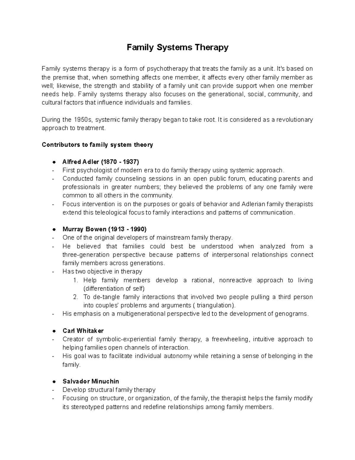 Family System Therapy Handouts by Group 1 - Family Systems Therapy ...