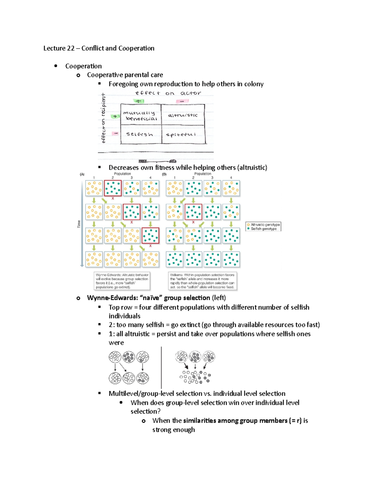 Lecture 22- Cooperation - Lecture 22 – Conflict and Cooperation ...