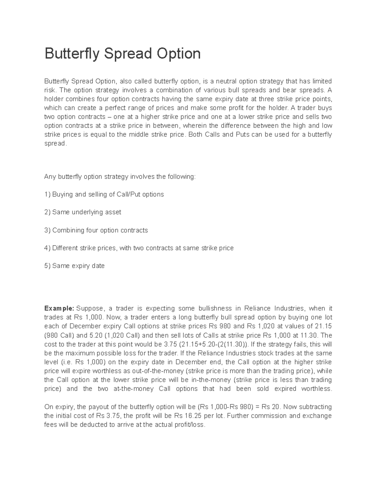 Butterfly Spread Option - Butterfly Spread Option Butterfly Spread ...