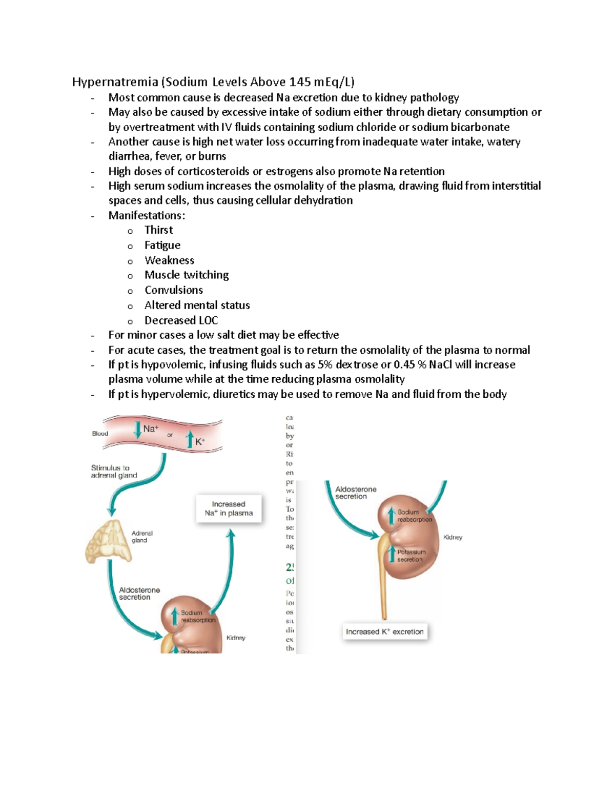 Pharm exam 3 notes part 3 - Hypernatremia (Sodium Levels Above 145 mEq ...