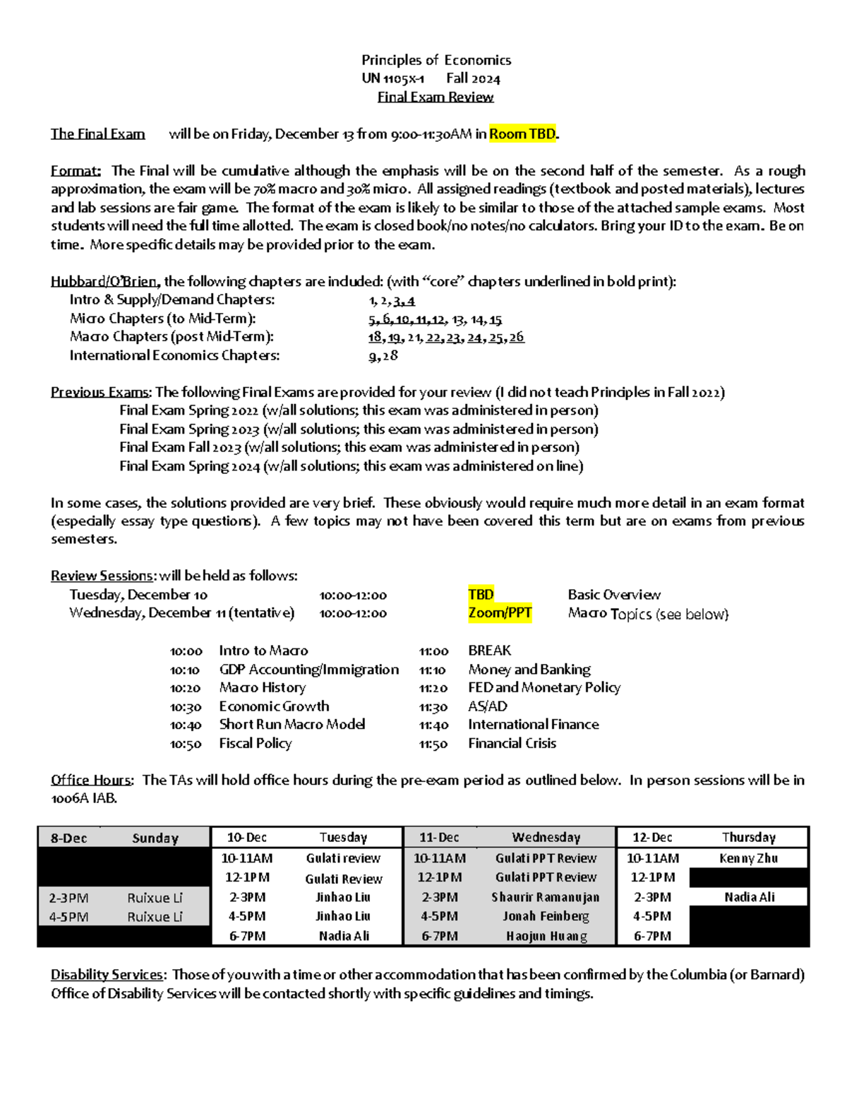 Final Exam Review - Principles of Economics UN 1105x‐ 1 Fall 2024 Final ...