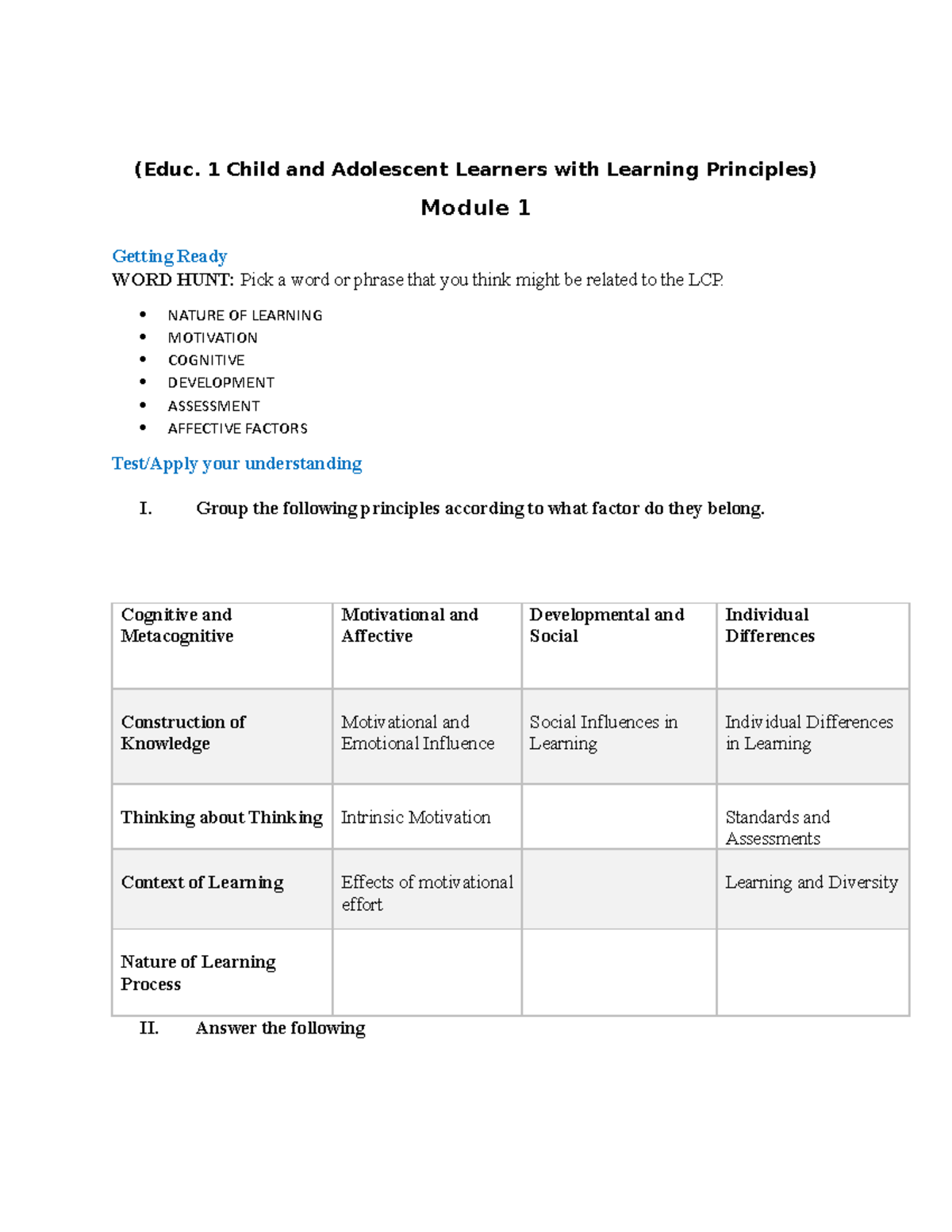 EDUC1( Child and Adolescence) - Module 1 - (Educ. 1 Child and ...