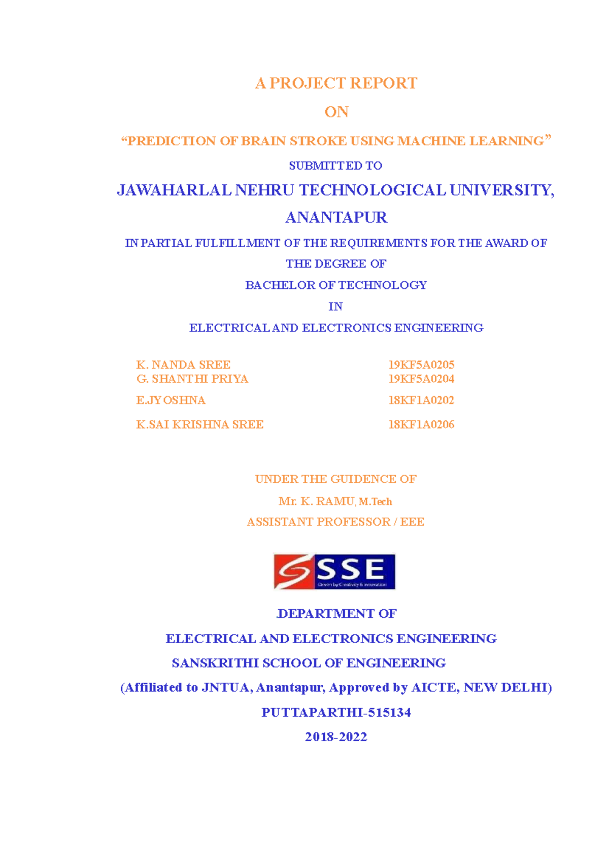 Nandasree - A PROJECT REPORT ON “PREDICTION OF BRAIN STROKE USING ...