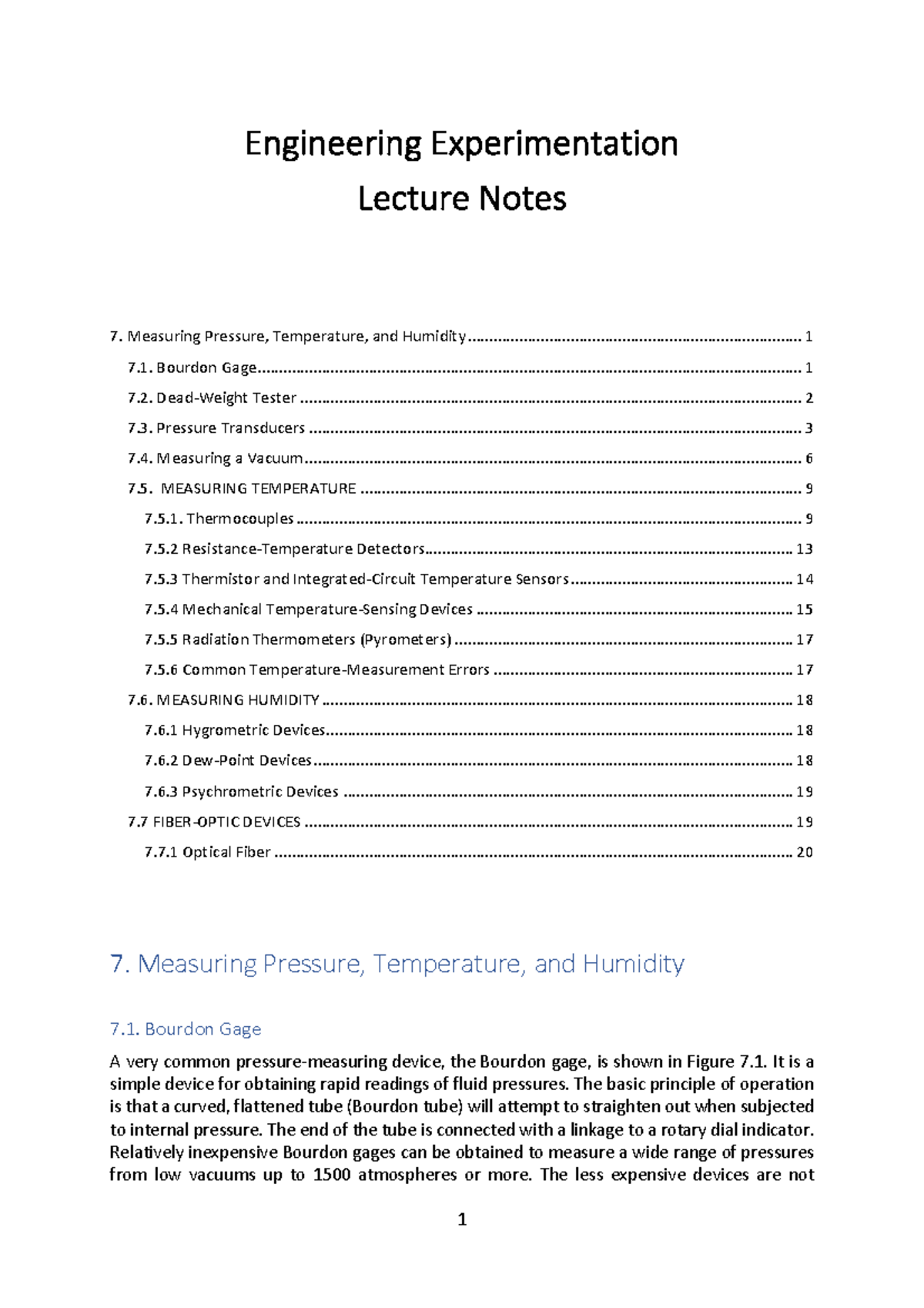 Chapter 7 Measuring Pressure, Temperature, and Humidity - Engineering ...
