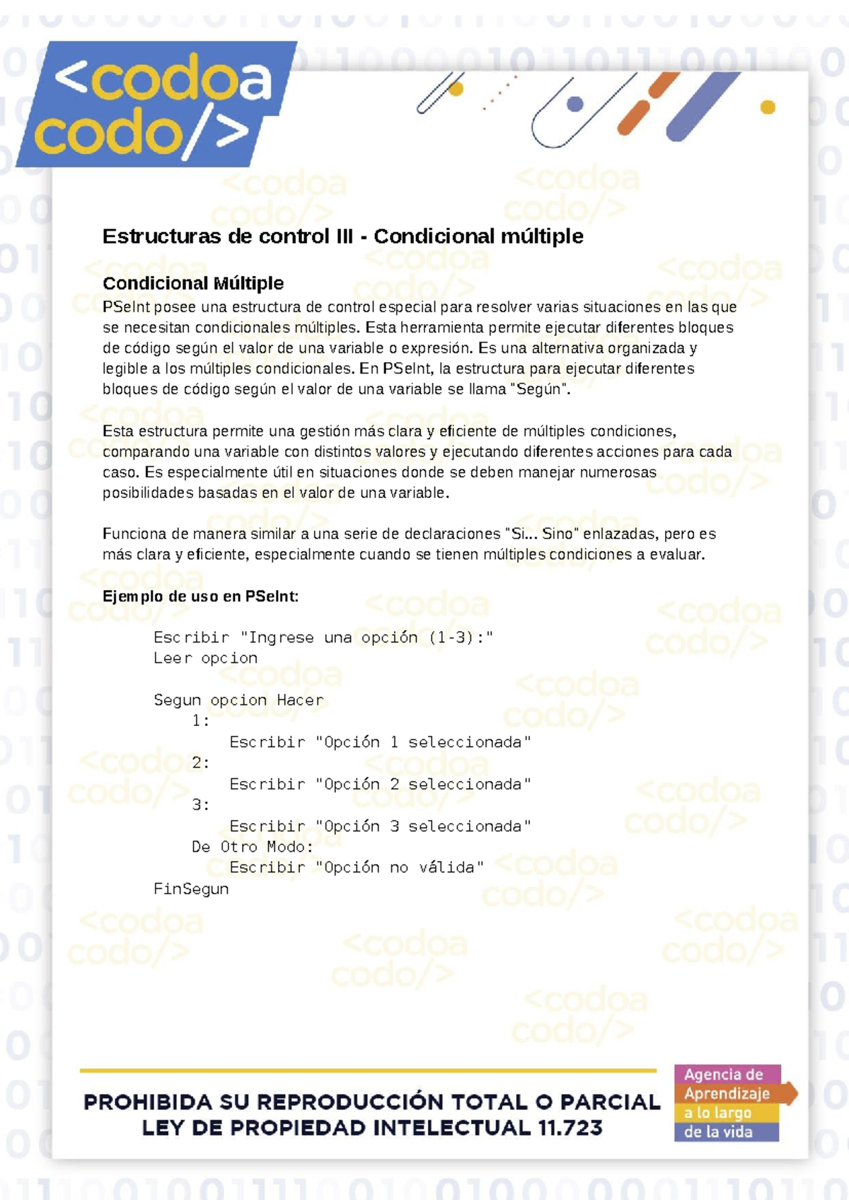 Material imprimible - PHYTON - Estructuras de control III - Condicional ...