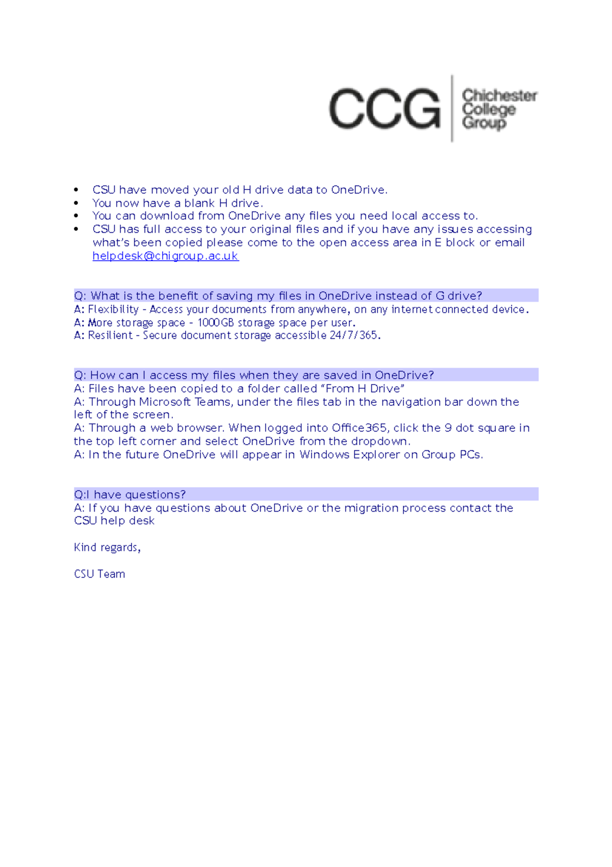 #Read Me - H drive moved to Onedrive - CSU have moved your old H drive ...