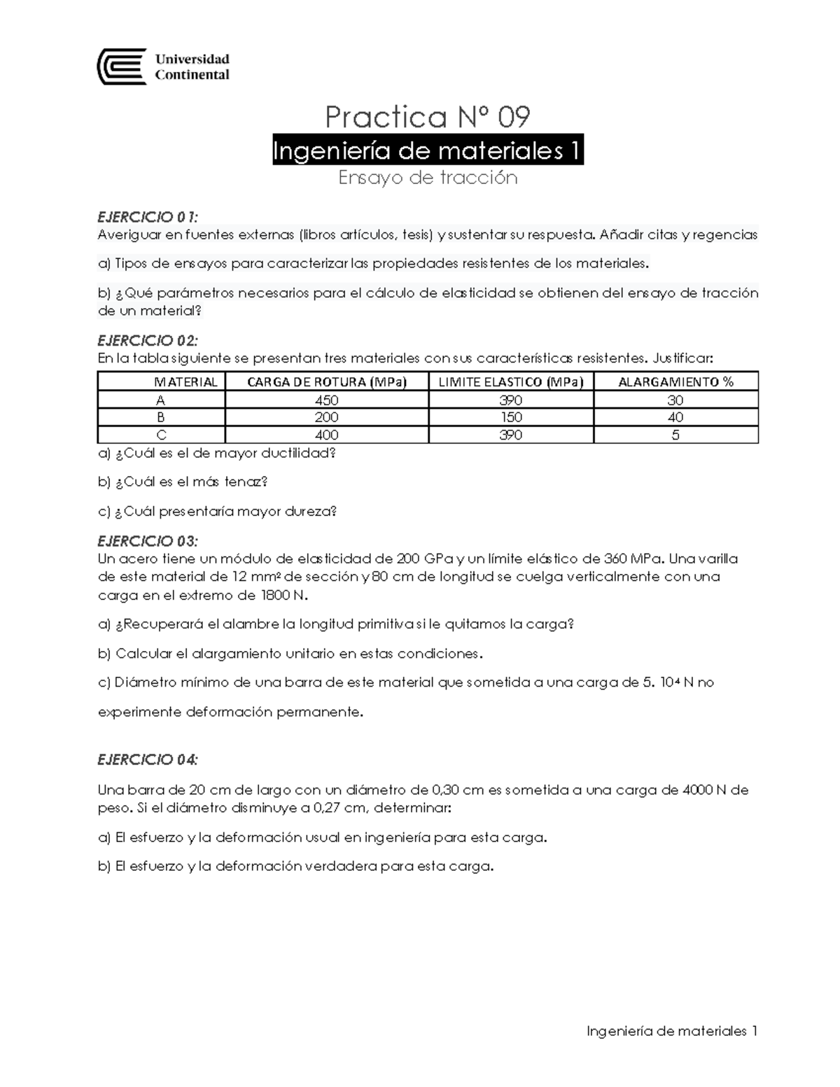 GT 09 IM1 2022-20 - practica - Ingeniería de materiales 1 Practica Nº 0 9 Ingeniería de ...