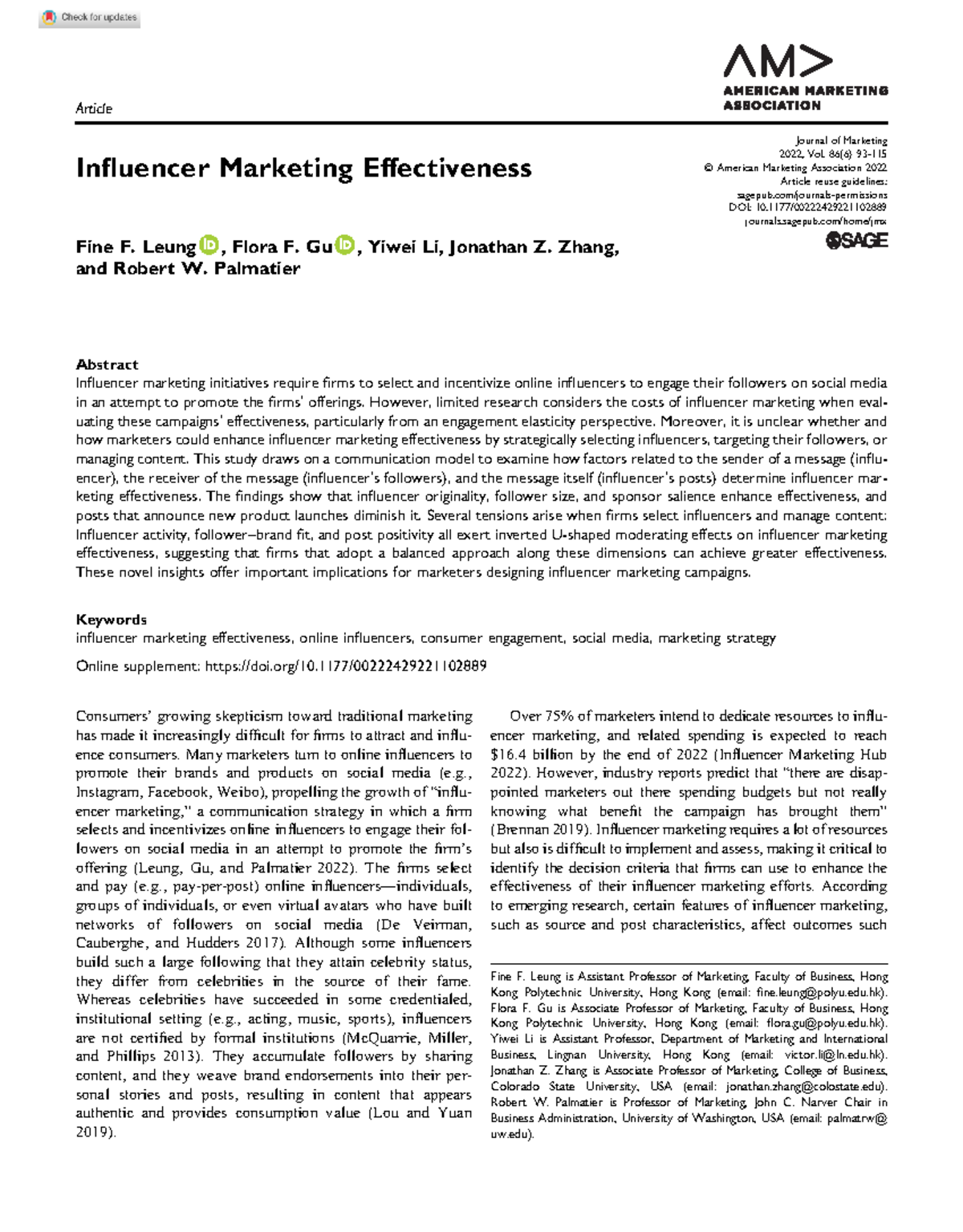 Abdelhamid - notes - Influencer Marketing Effectiveness Fine F. Leung ...