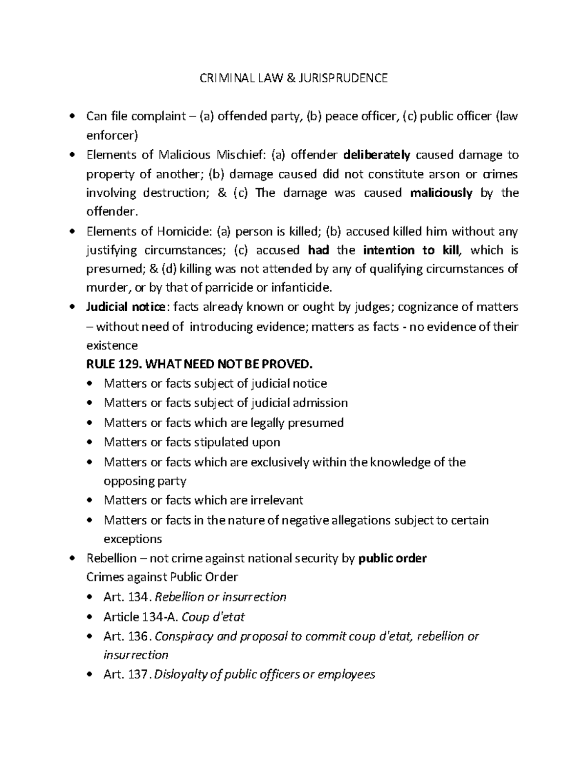 Criminal LAW - CRIMINAL LAW & JURISPRUDENCE Can file complaint – (a ...