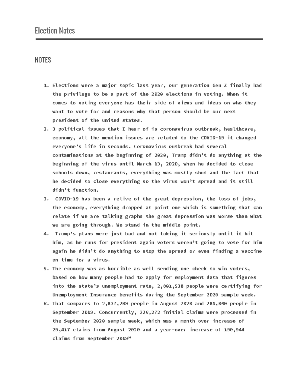 Election notes - Election Notes NOTES Elections were a major topic last ...