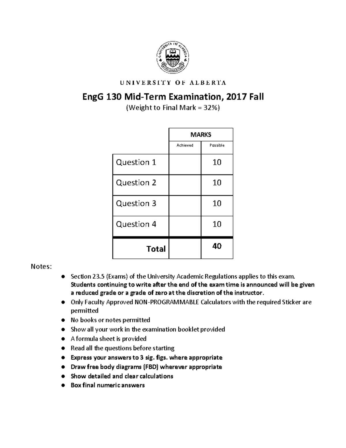ENGG 130 Fall 2017 midterm exam with solutions-1 - EngG 130 Mid-Term ...