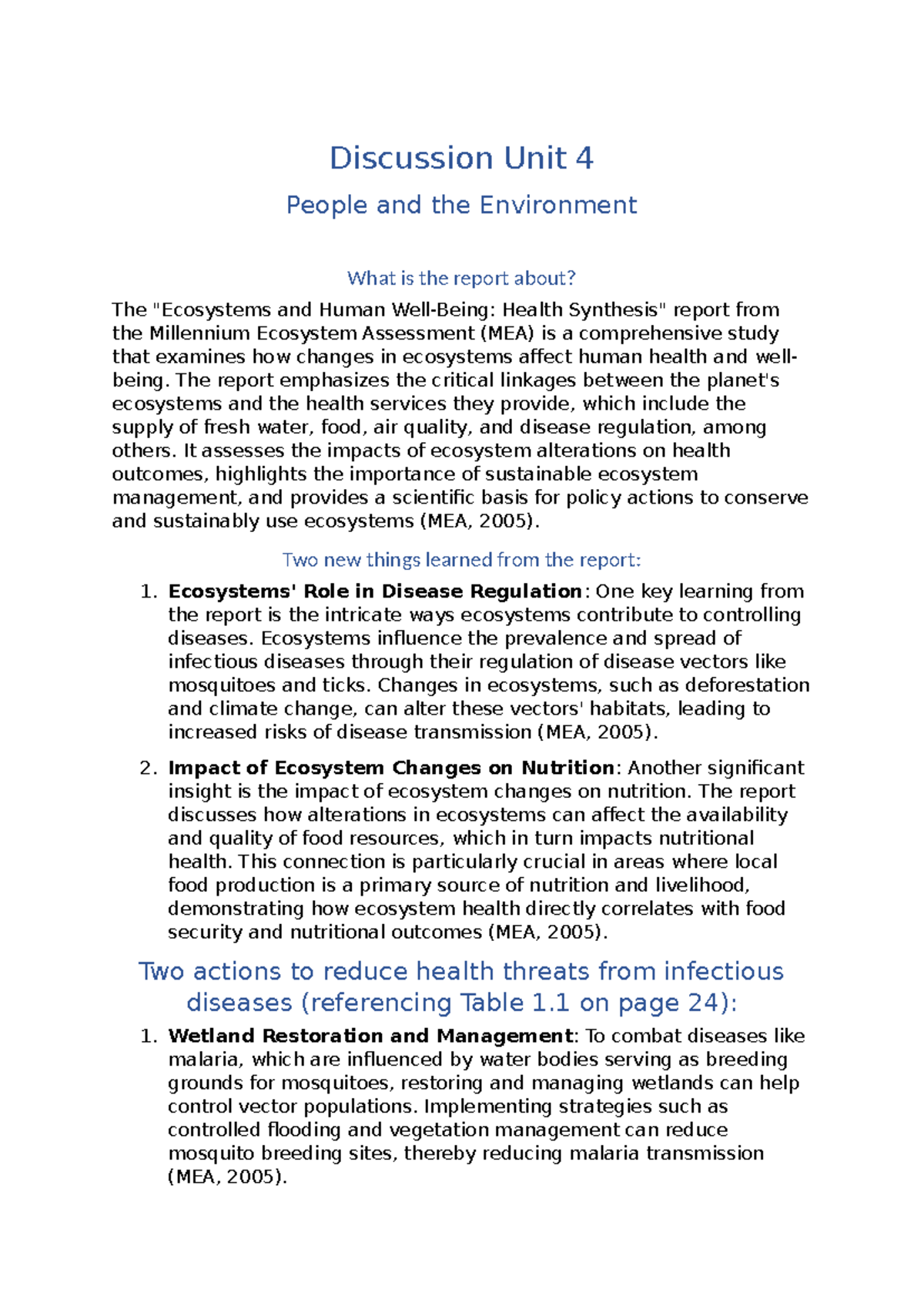 Da u4 - Discussion Unit 4 - Discussion Unit 4 People and the ...
