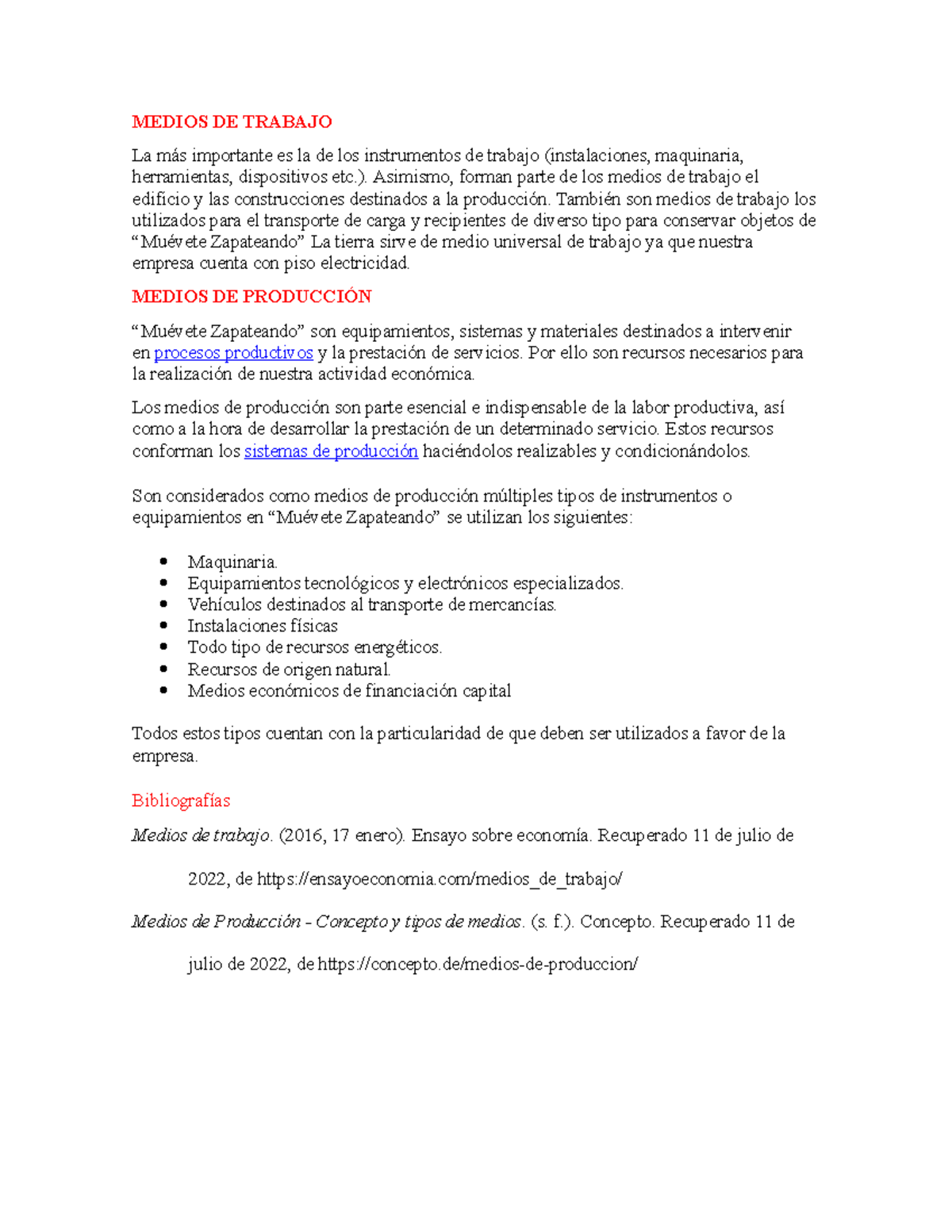 Medios DE Trabajo y Medios DE Produccion - MEDIOS DE TRABAJO La más ...
