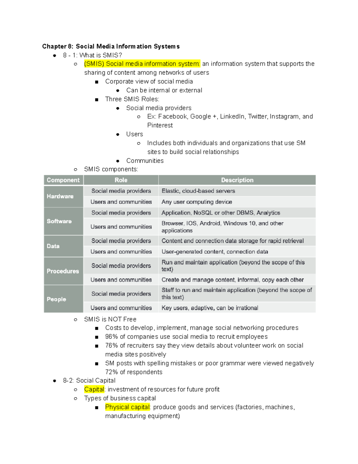 BUS188 Study Guide - Chapter 8: Social Media Information Systems 8 - 1 ...