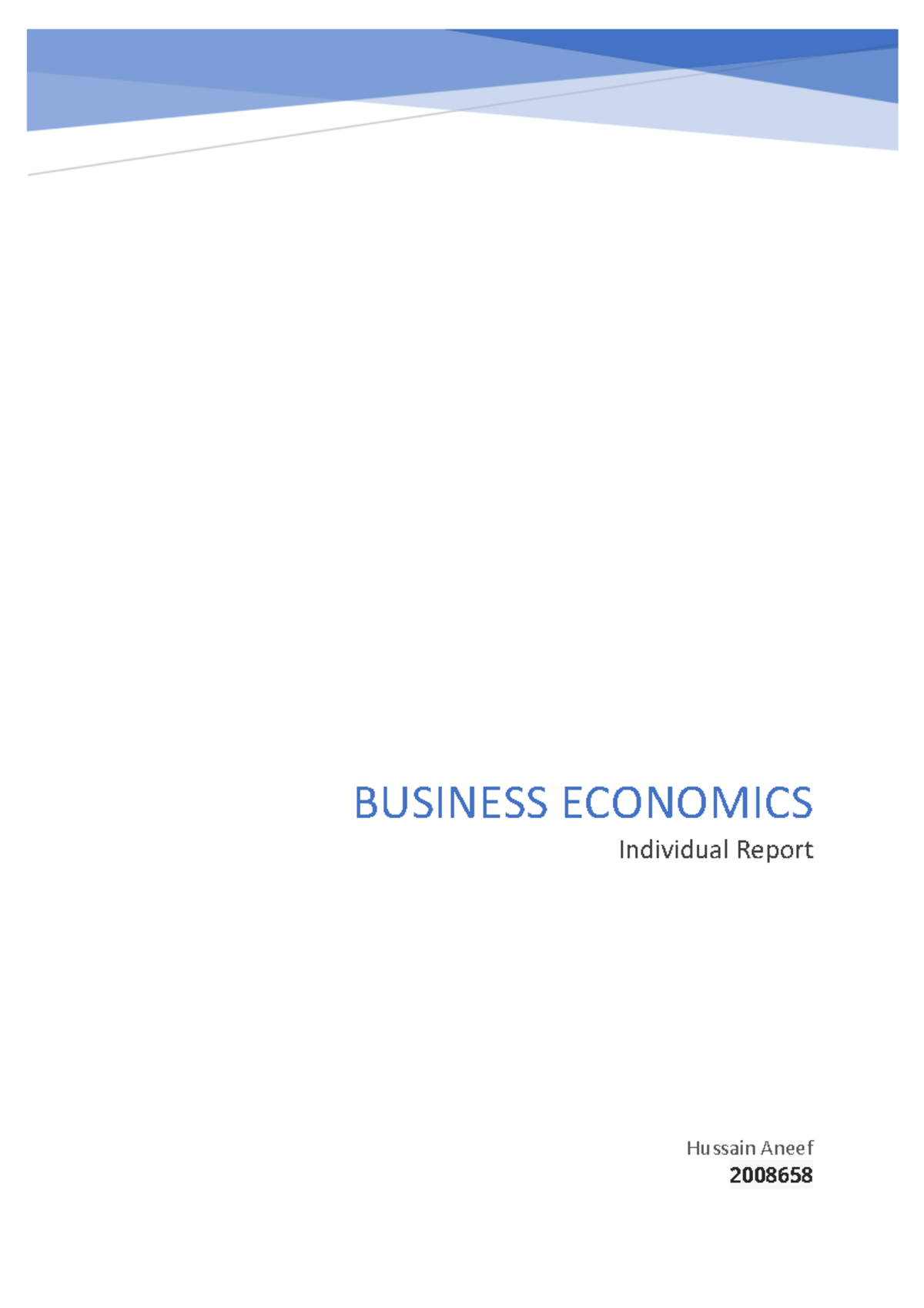 Business Economics A2 assignment - x BUSINESS ECONOMICS Individual ...