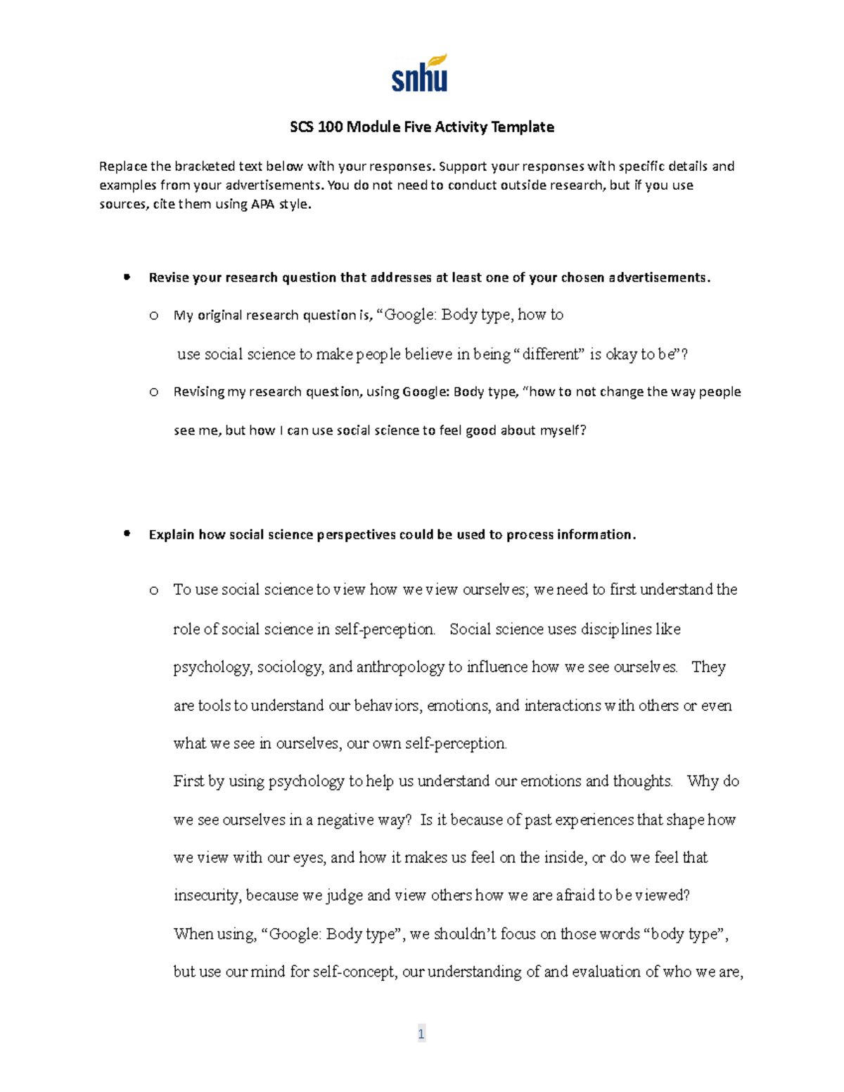 5-2 SCS 100 Module Five Activity Template - SCS 100 Module Five Activity Template Replace the ...