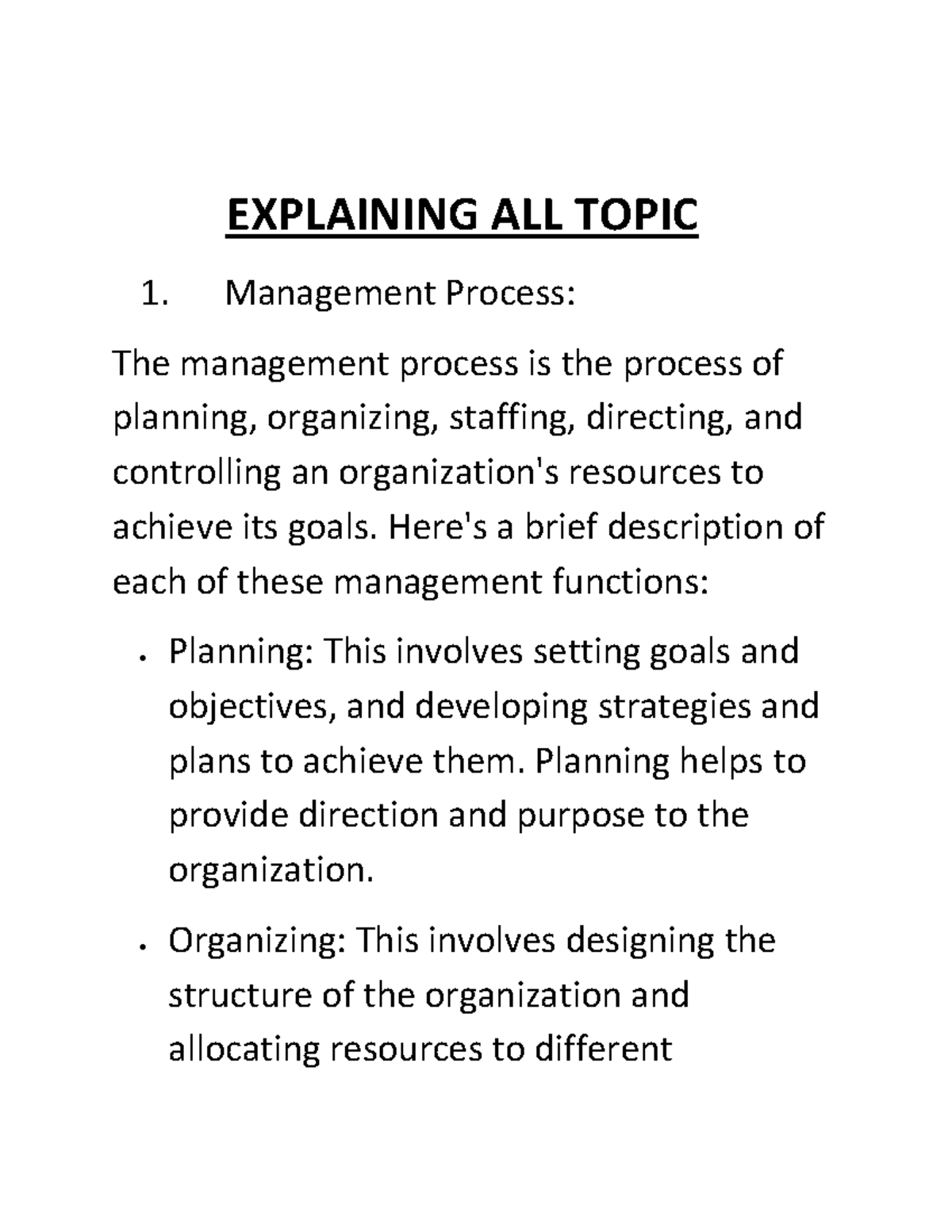 Management Process AND Organization Behavior 2 - EXPLAINING ALL TOPIC ...