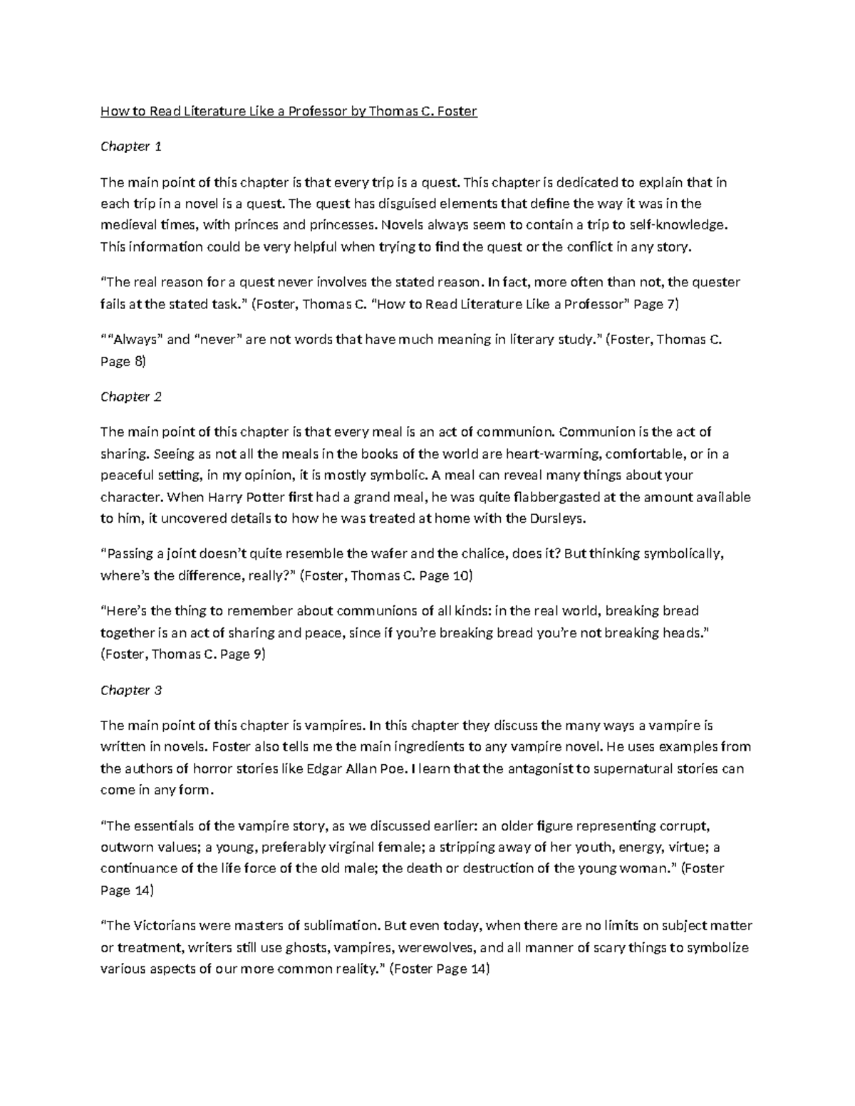 English Summer Work - How to Read Literature Like a Professor by Thomas ...