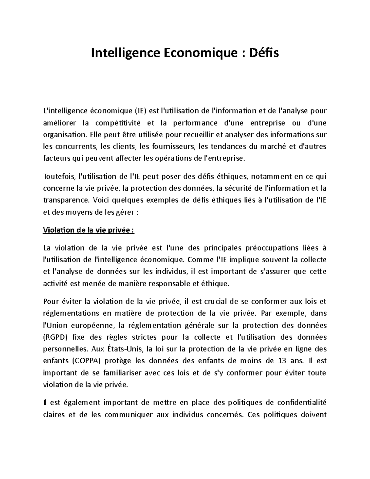 Intelligence Economique: Défis - Intelligence Economique : Défis L ...