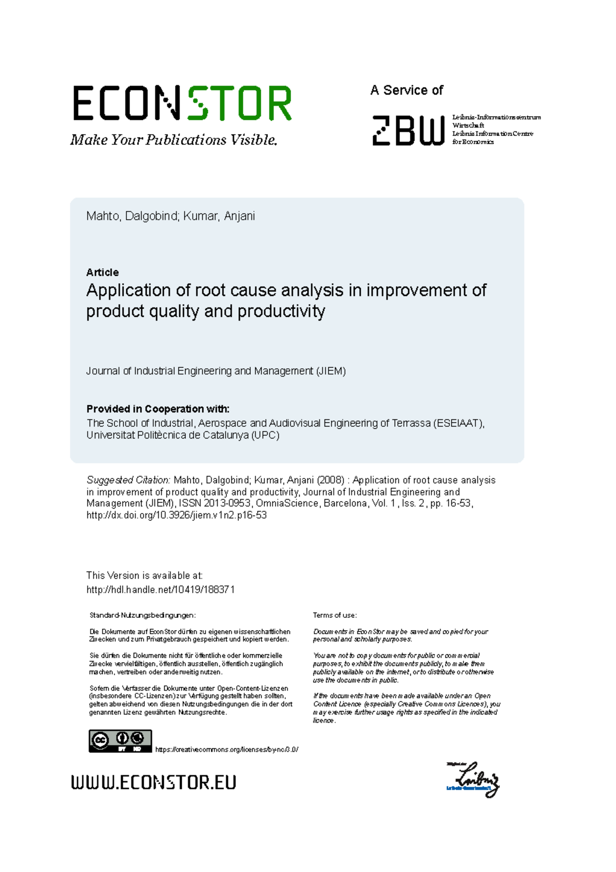 A5-1 - econstor Make Your Publications Visible. A Service of zbw ...