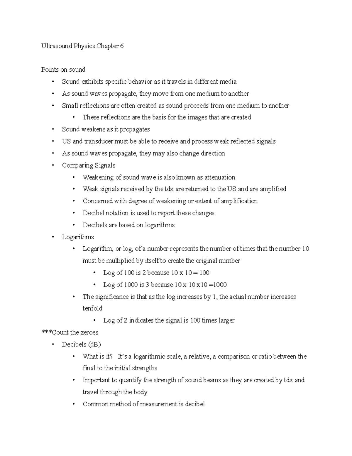 Ult physics ch 6 notes - ............. - Ultrasound Physics Chapter 6 ...