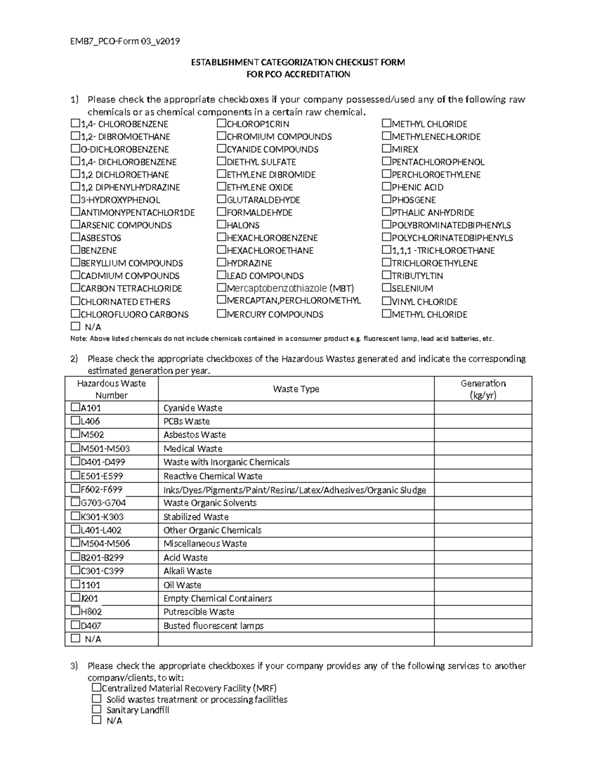 Form 3 Establishment Categorization Checklist - EMB7_PCO-Form 03_v ...