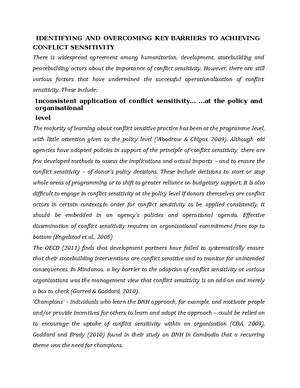 The evolution of conflict sensitivity and the spectrum of ambition - In ...