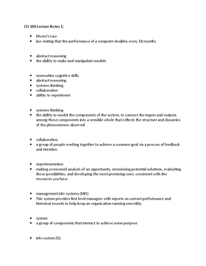 CIS 300 Lecture Notes 9 - CIS 300 Lecture Notes 9: system A set of ...